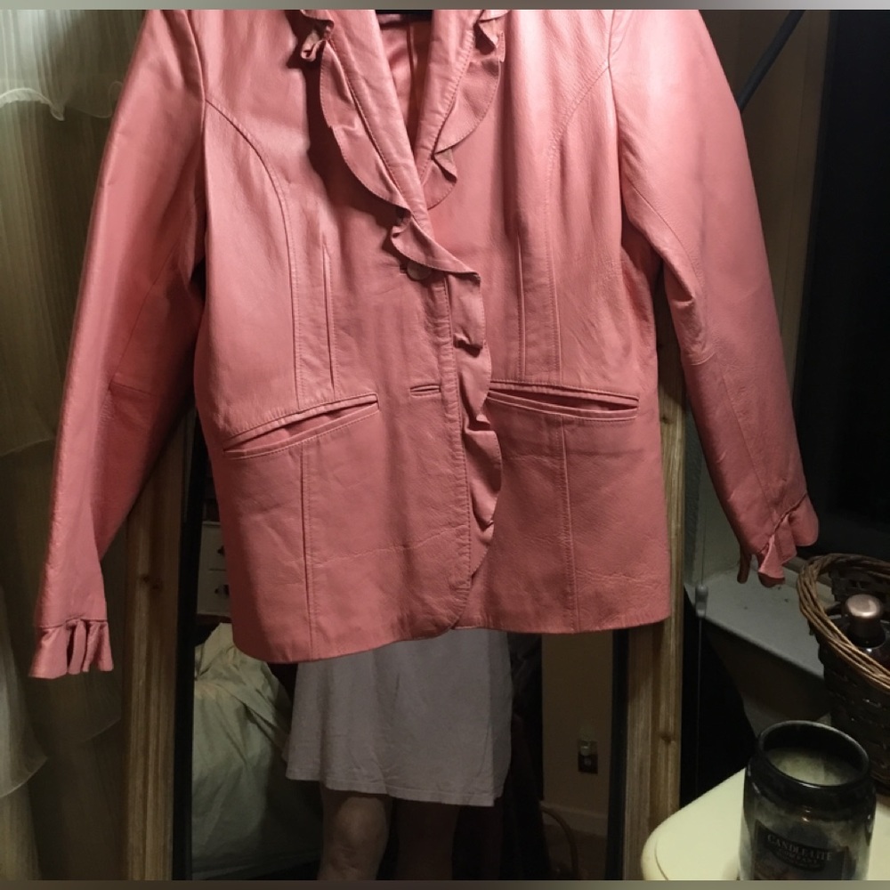 Terry Lewis Cute Pink Leather Jacket - Gem